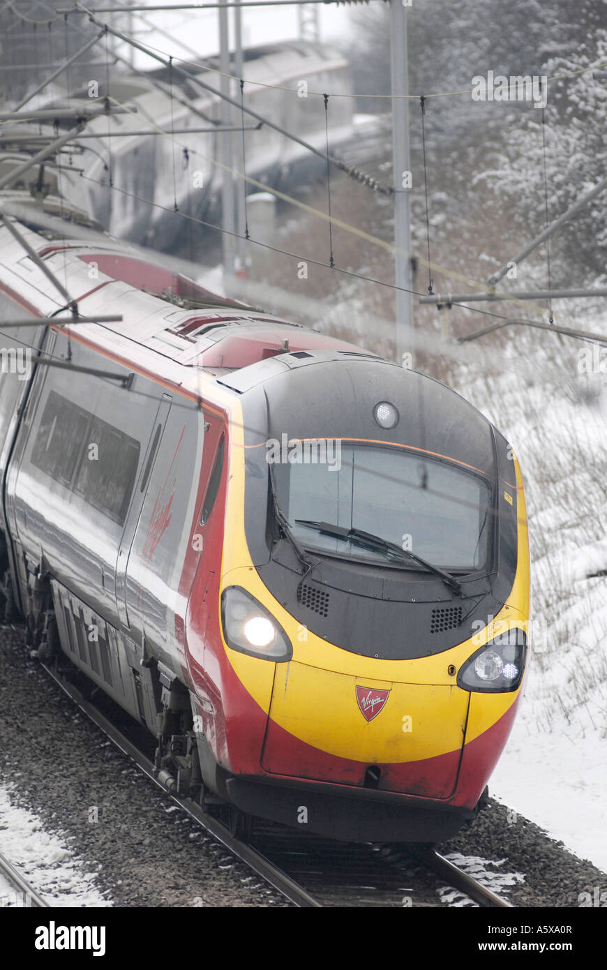 Virgin Trains Pendolino Class 390 train on the West Coast Main Line ...