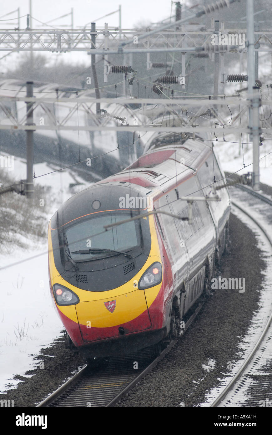 Virgin Trains Pendolino Class 390 train on the West Coast Main Line ...