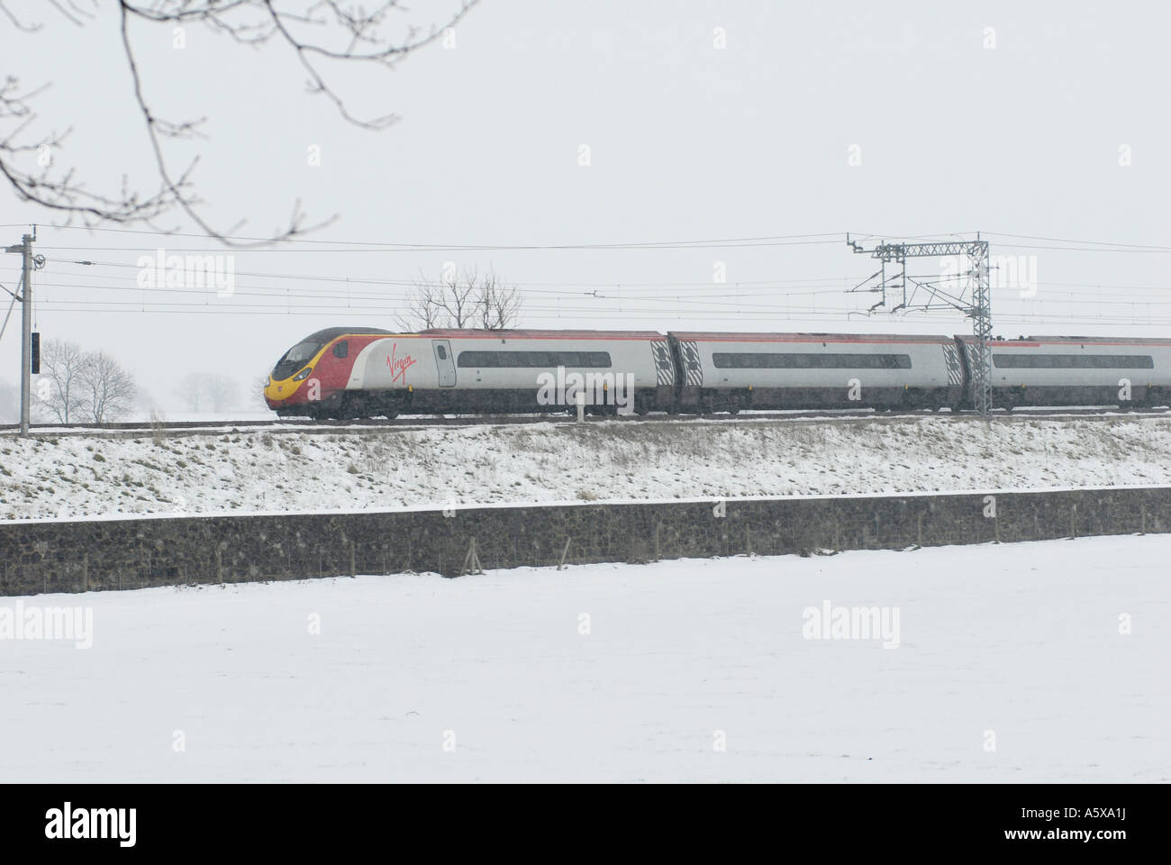 Virgin Trains Pendolino Class 390 train on the West Coast Main Line ...