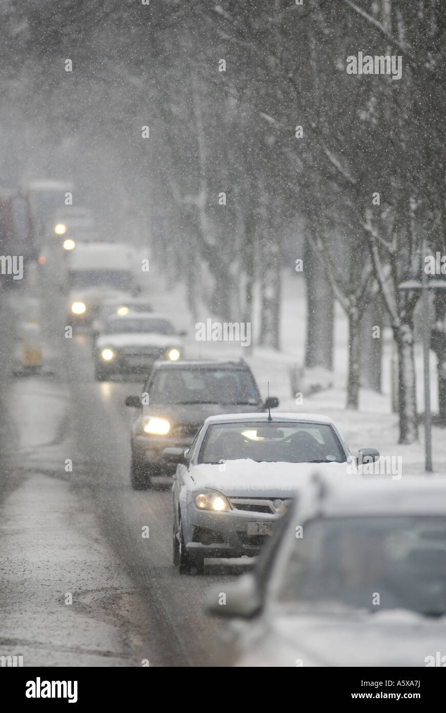 Car slowly driving on slippery hi-res stock photography and images - Alamy