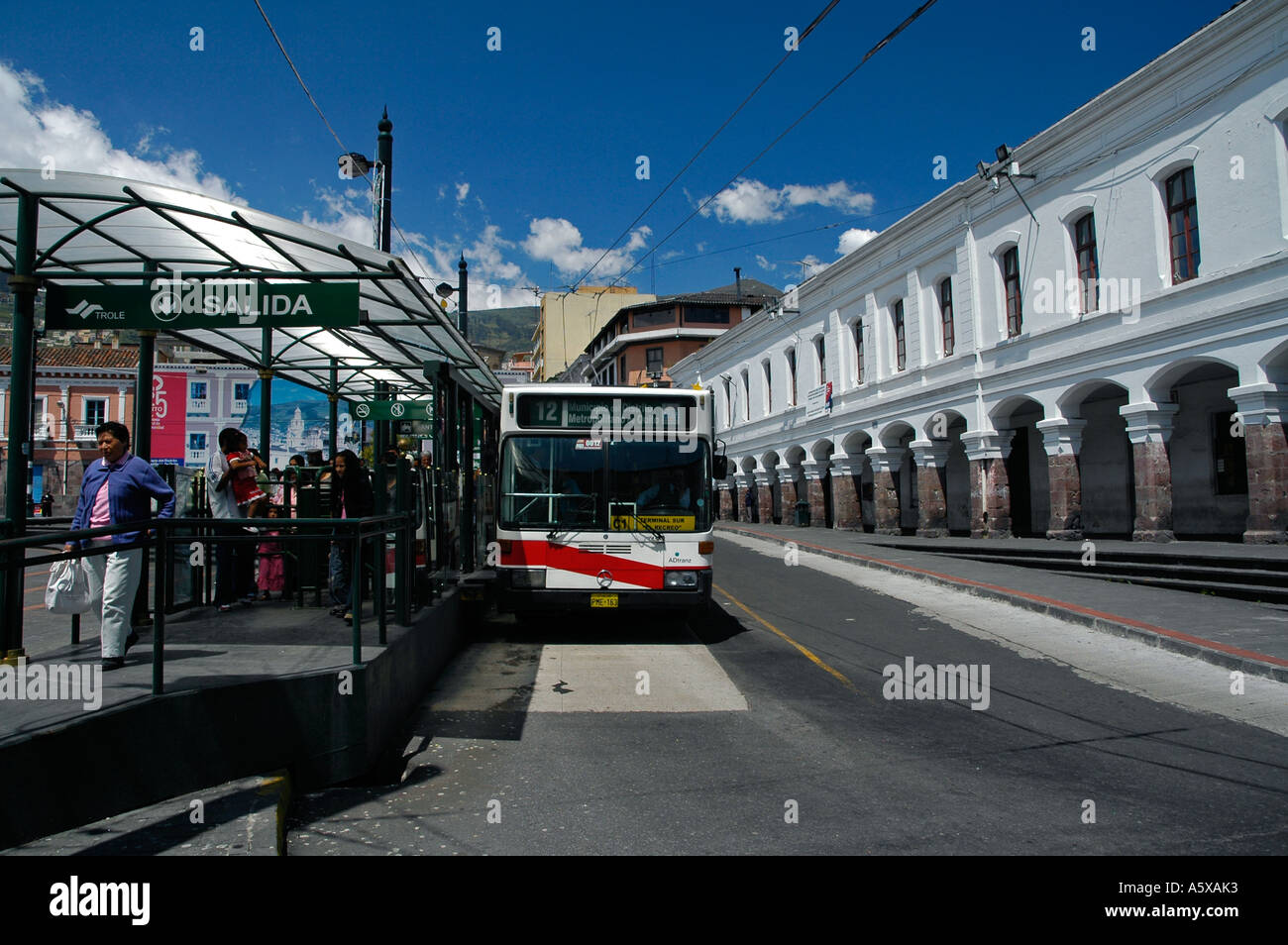 Trolley bus station, central Quito, Pichincha Province, Ecuador, South ...