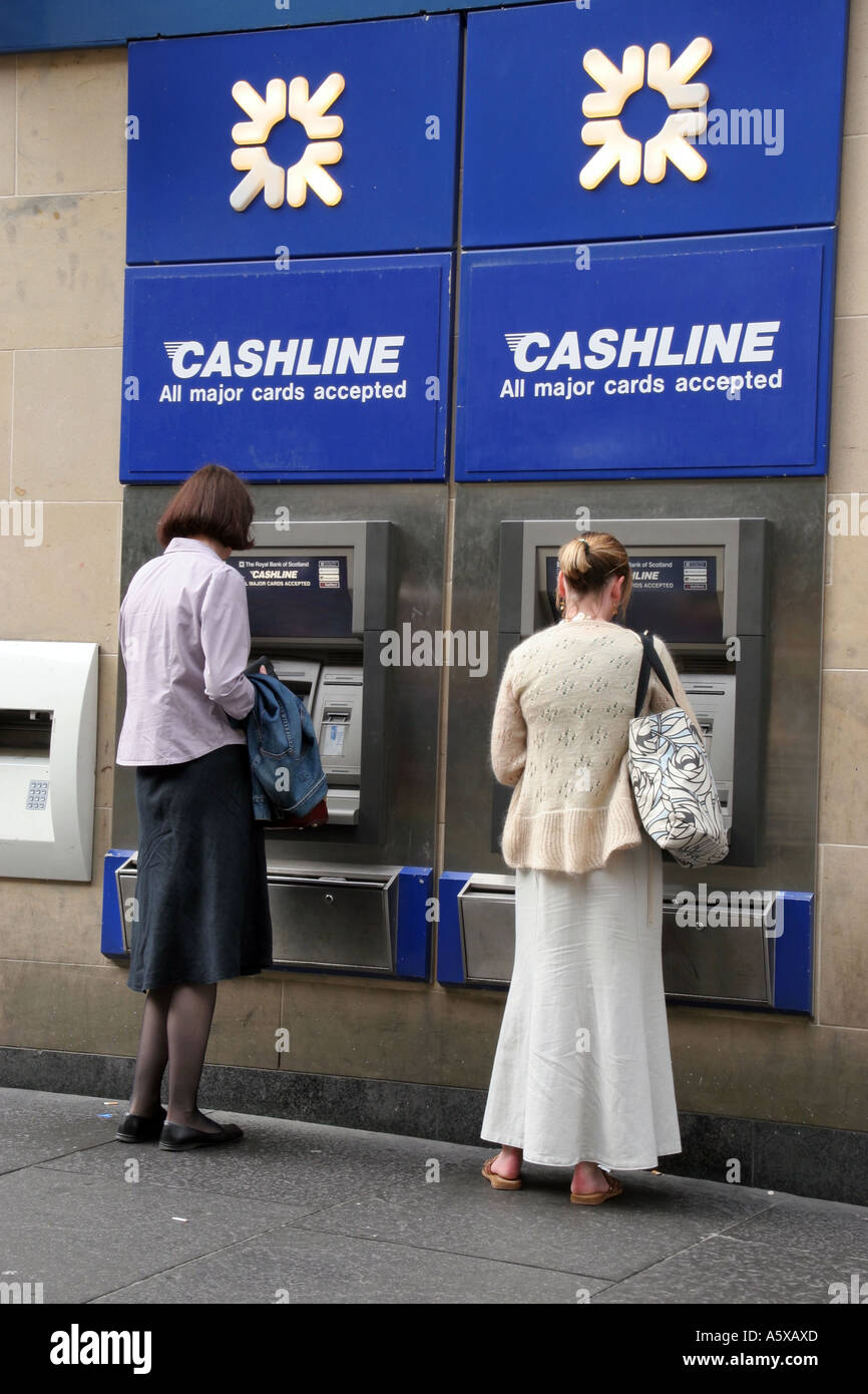 Women taking cash out of an ATM Stock Photo - Alamy