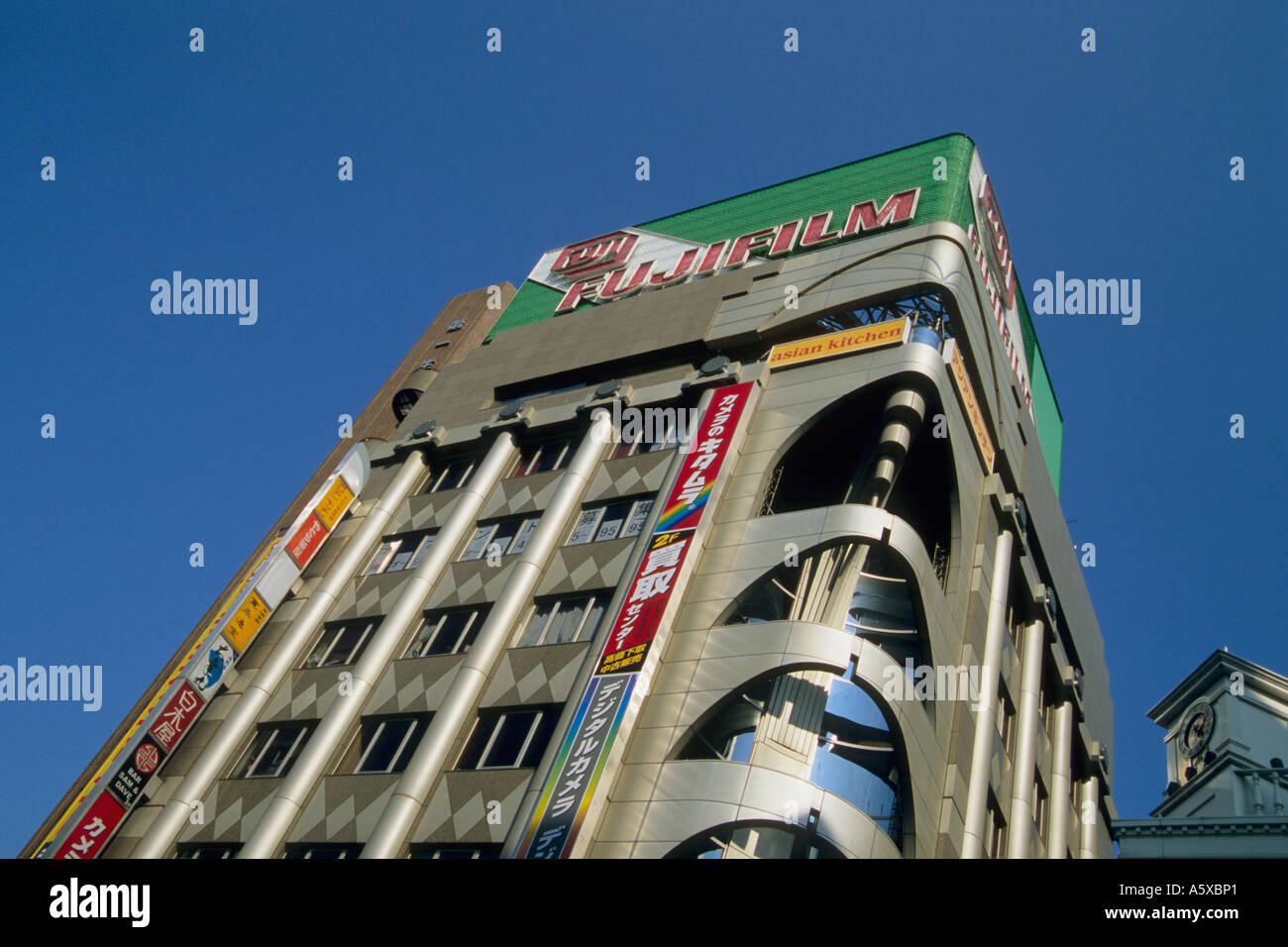 Japan Kyushu Fukuoka Tenjin district modern architecture detail Stock ...