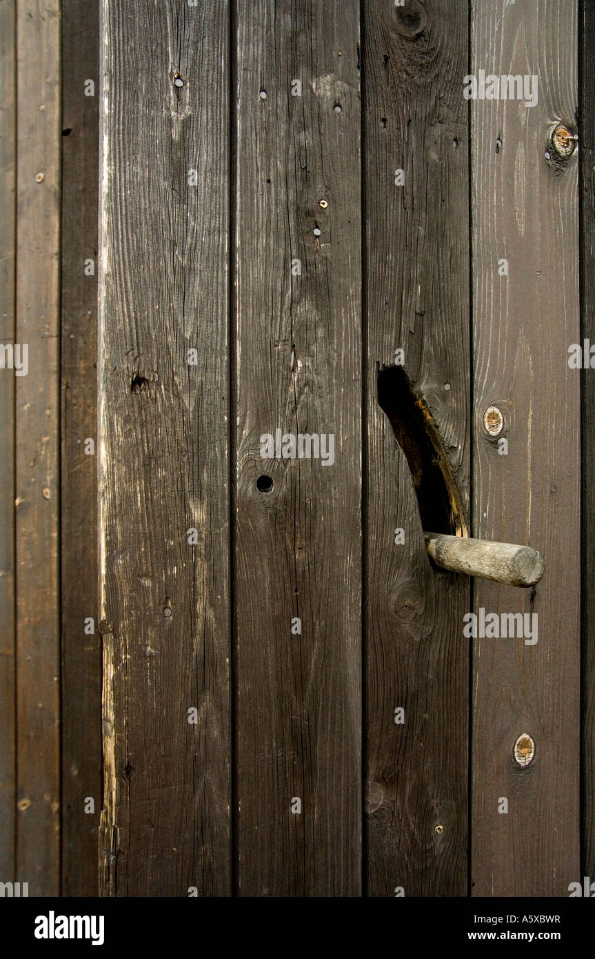 A door handle of one of the dormitory huts in the Nazi concentration ...