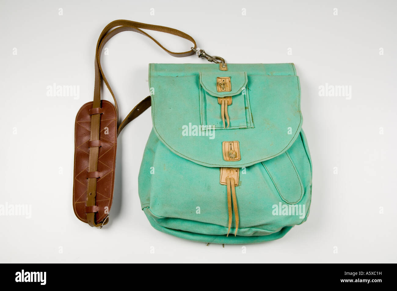 A falconer's bag of unique shape with specially shaped and positioned ...