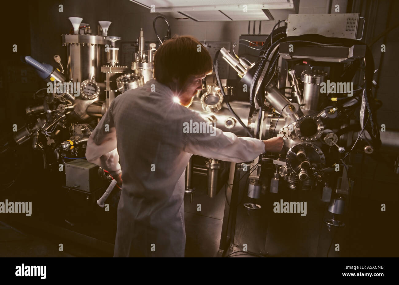 Scientist Working on electron microscope in Silicon Valley Stock Photo ...