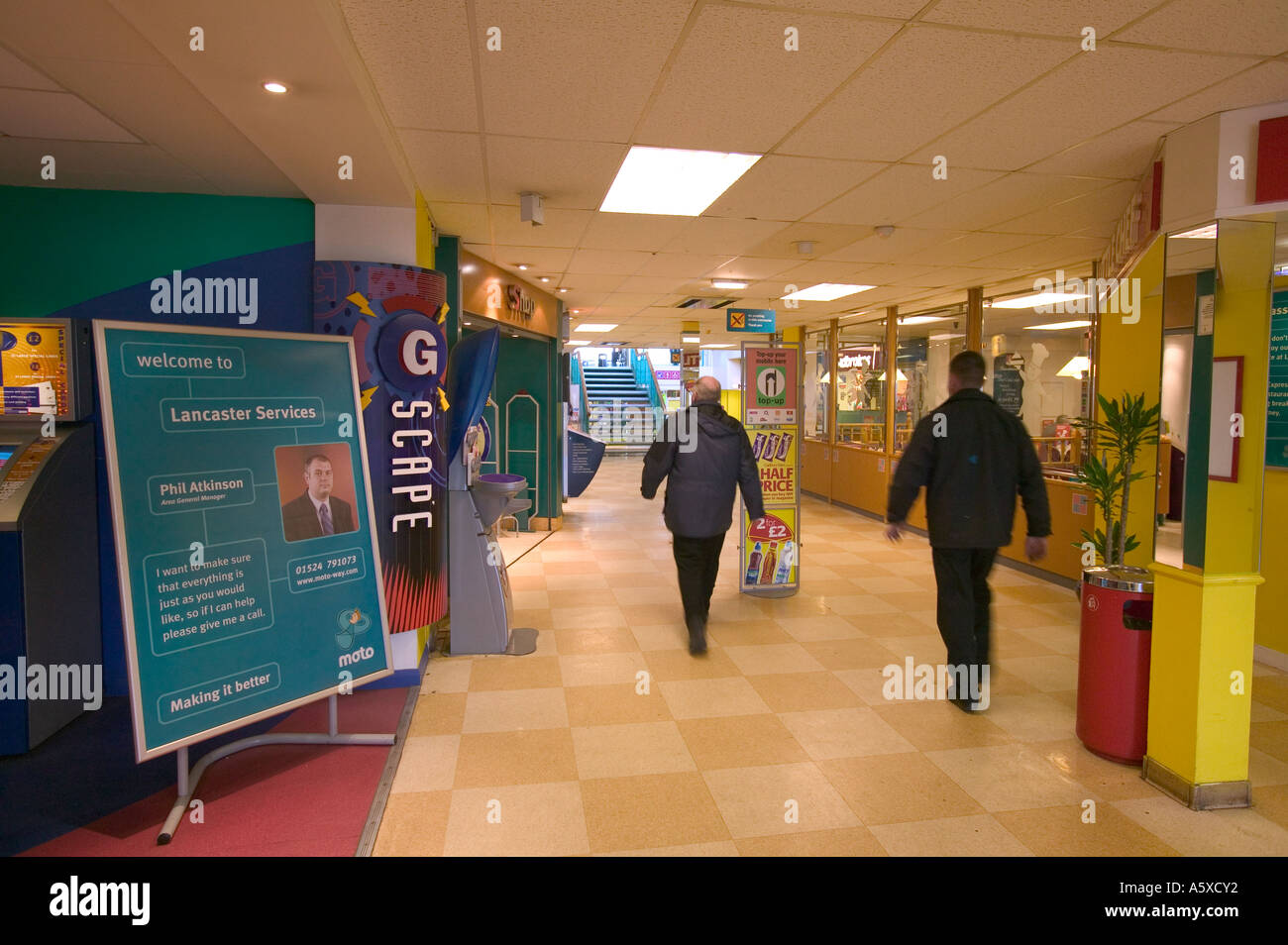 motorists in Lancaster service station on the M6 motorway, Lancashire ...