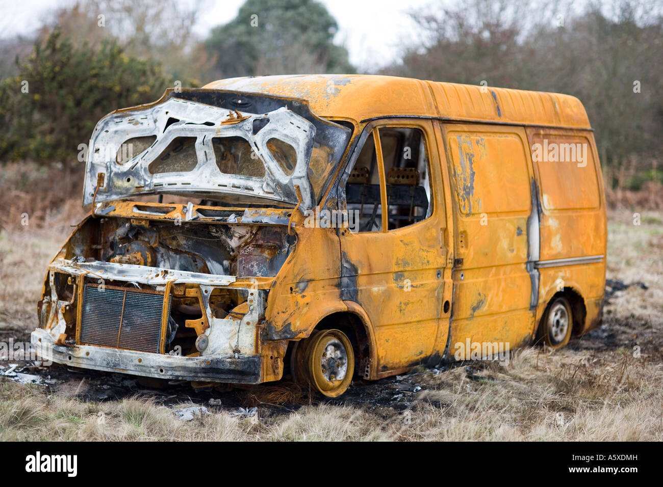 Old burnt out van Stock Photo - Alamy
