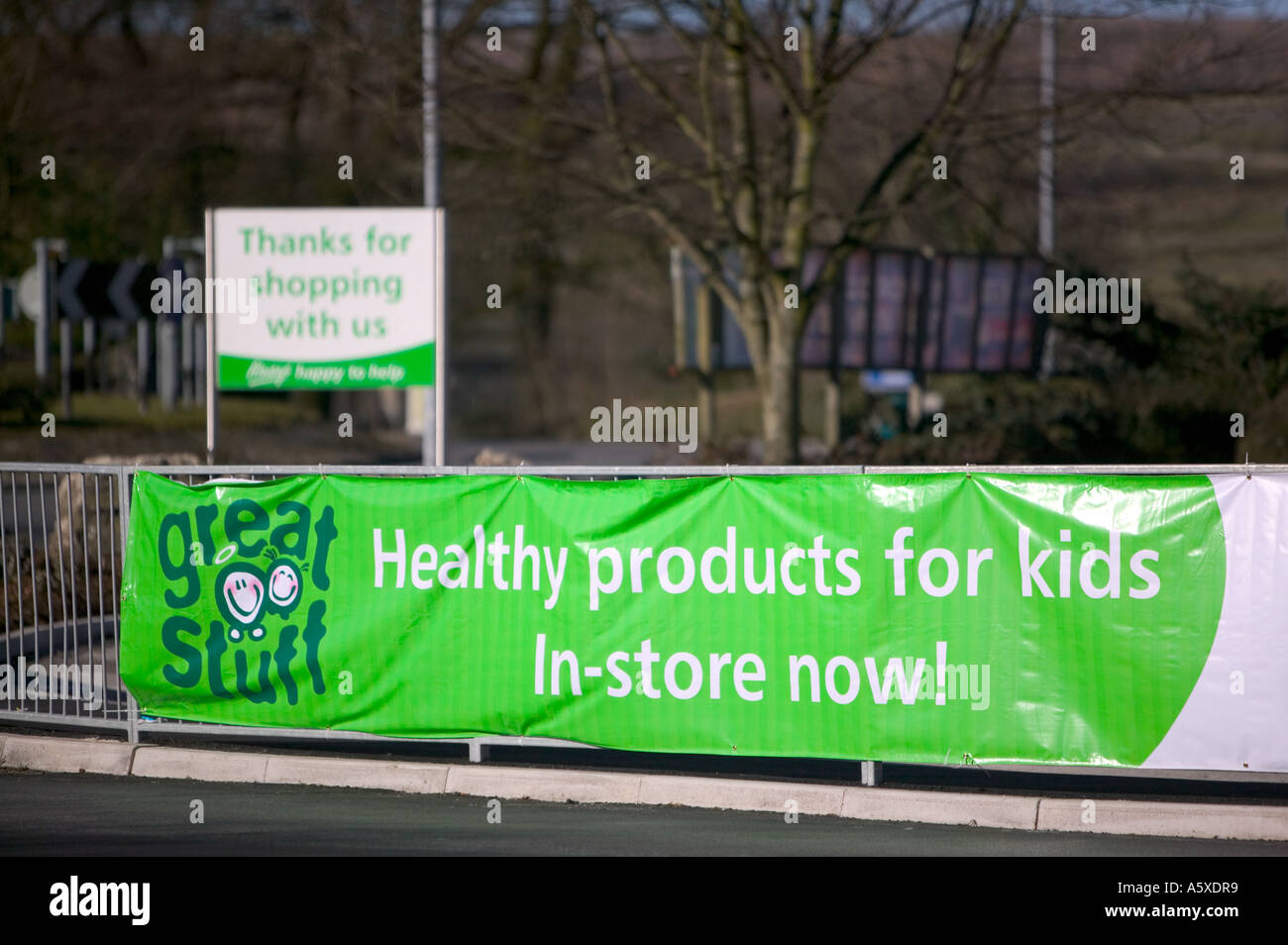 sign outside Kendal Asda store advertising healthy food for kids ...