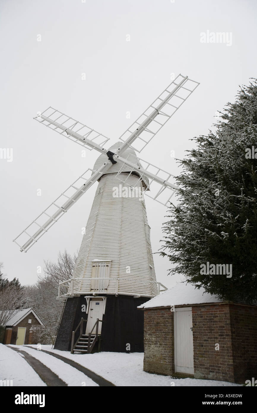 Chailey Windmill, East Sussex covered in snow Stock Photo - Alamy