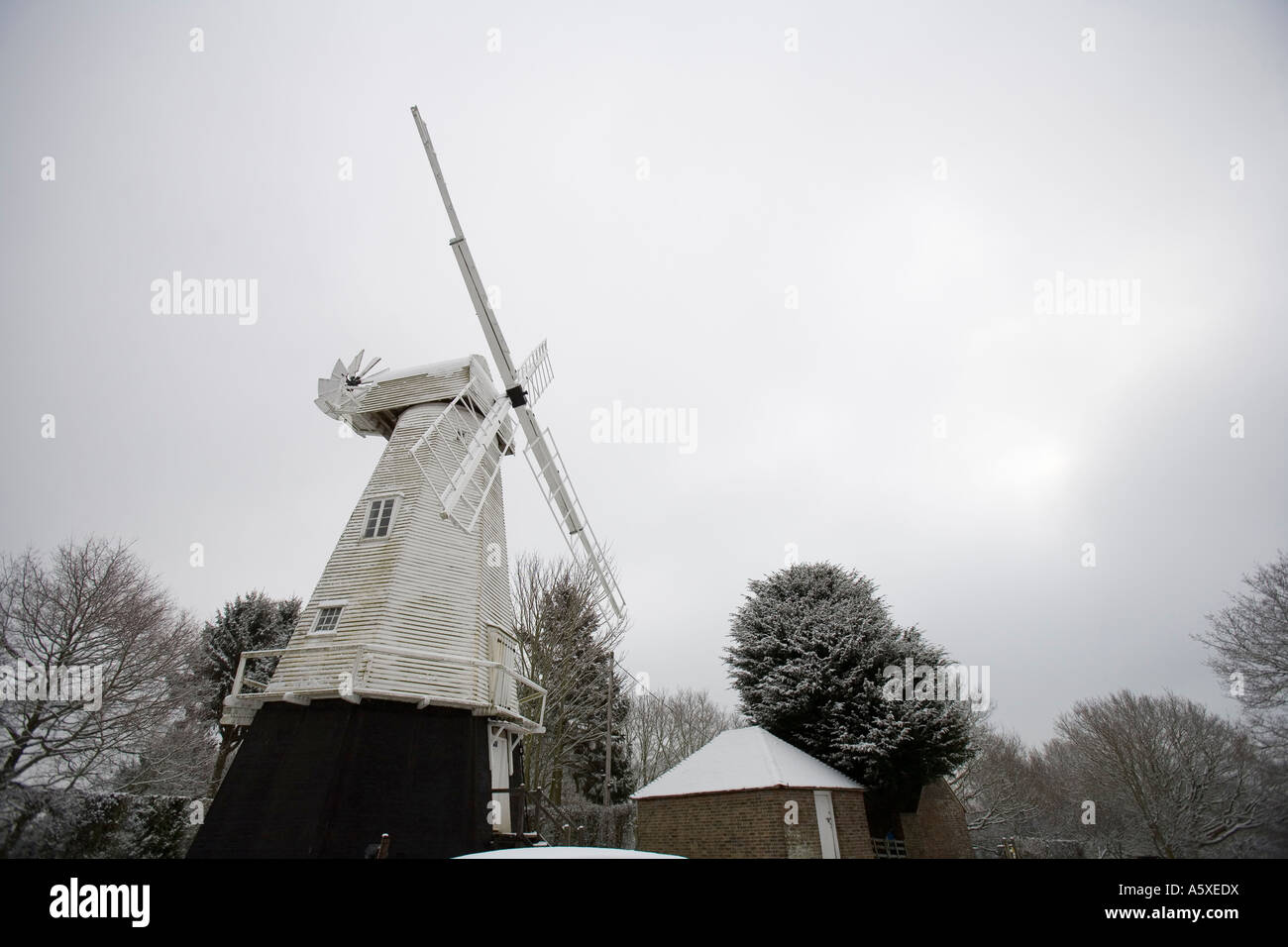 Chailey Windmill, East Sussex covered in snow Stock Photo - Alamy