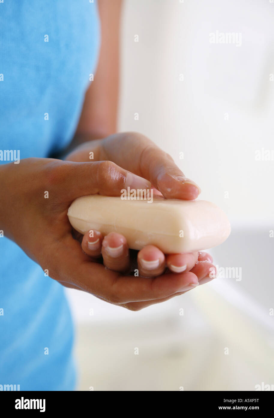 Human hand with soap close up Stock Photo - Alamy