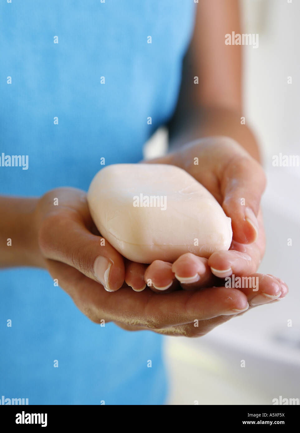 Human hand with soap close up Stock Photo - Alamy