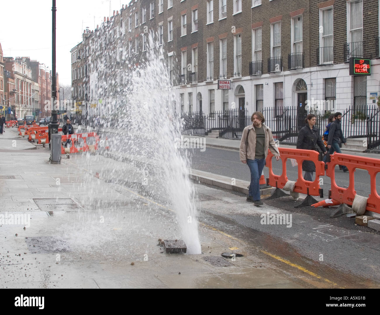 Burst water main and bloomsbury hi-res stock photography and images - Alamy