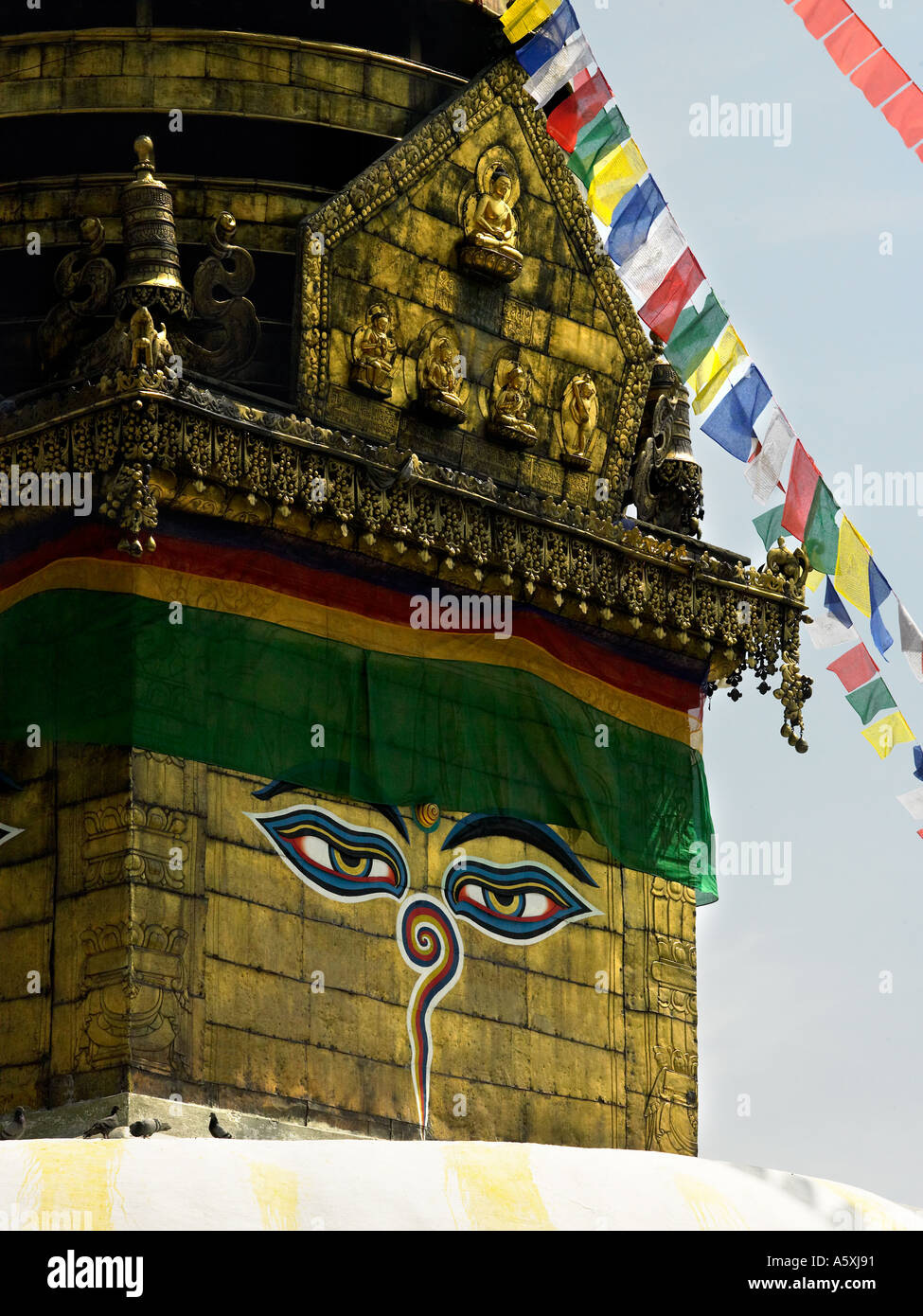 All seeing eyes of Buddha on the Stupa of Boudhanath in Kathmandu ...