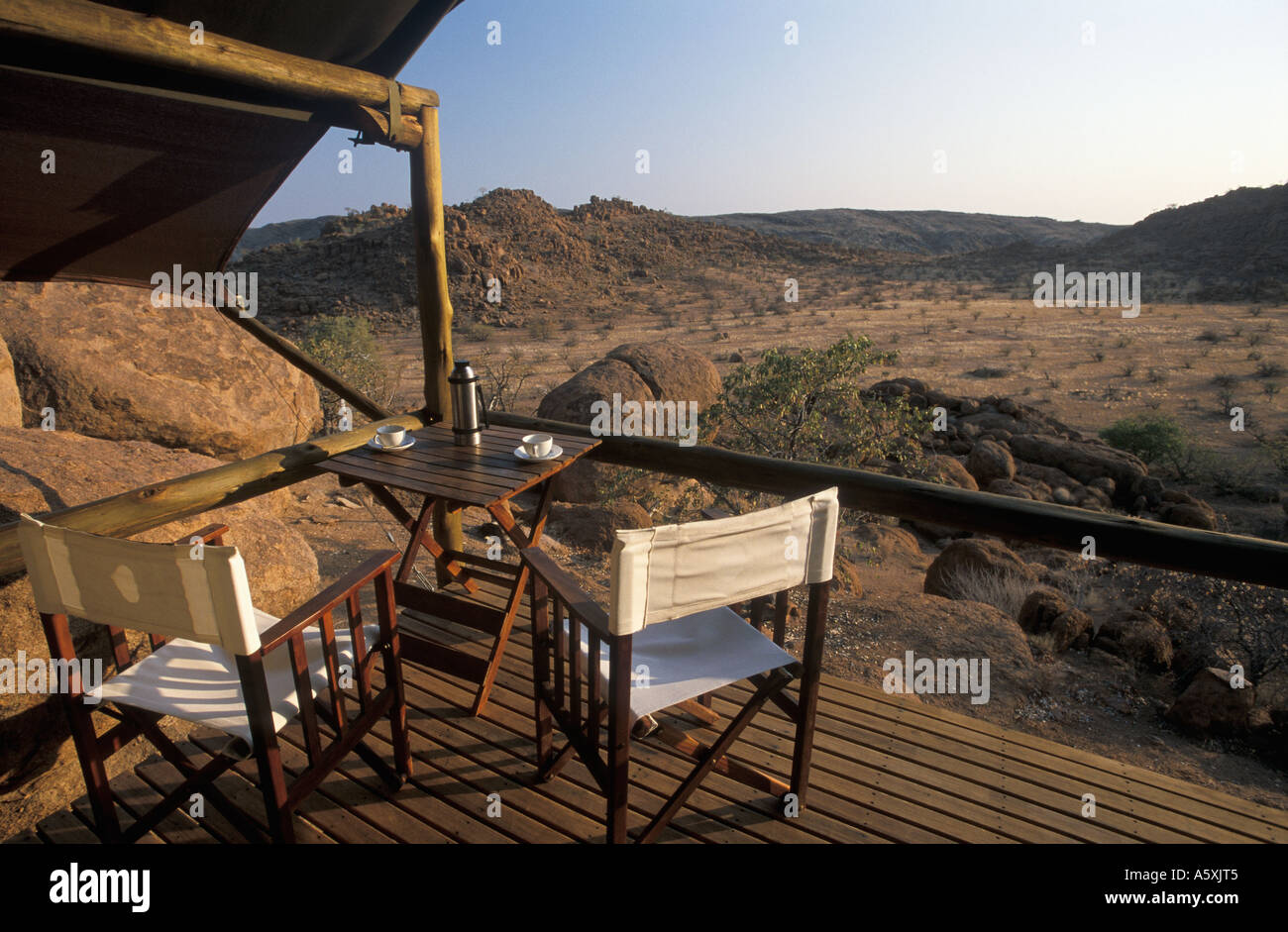View from a Luxury tented camp Namibia Stock Photo - Alamy
