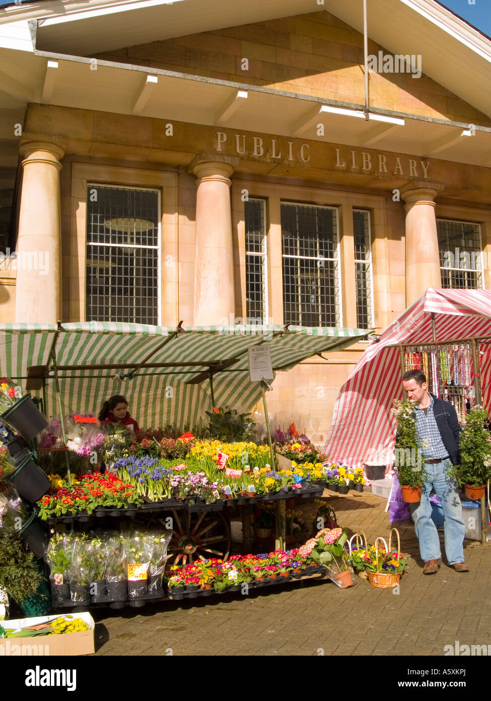A Flower Stall at the Saturday Market in Stamford, Lincolnshire Stock ...
