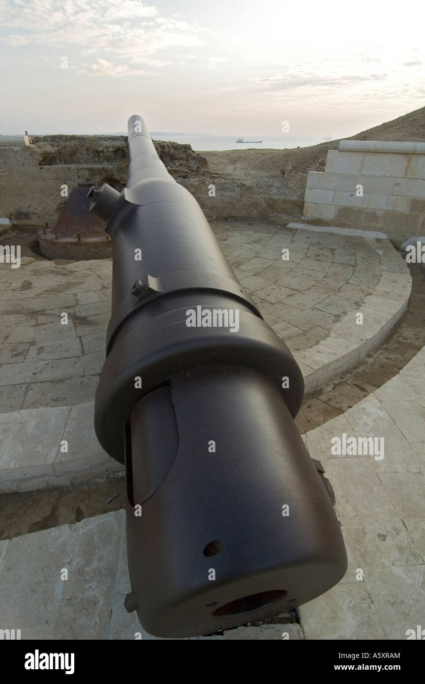 Large gun cannon on display from a fortified position where Ottoman ...