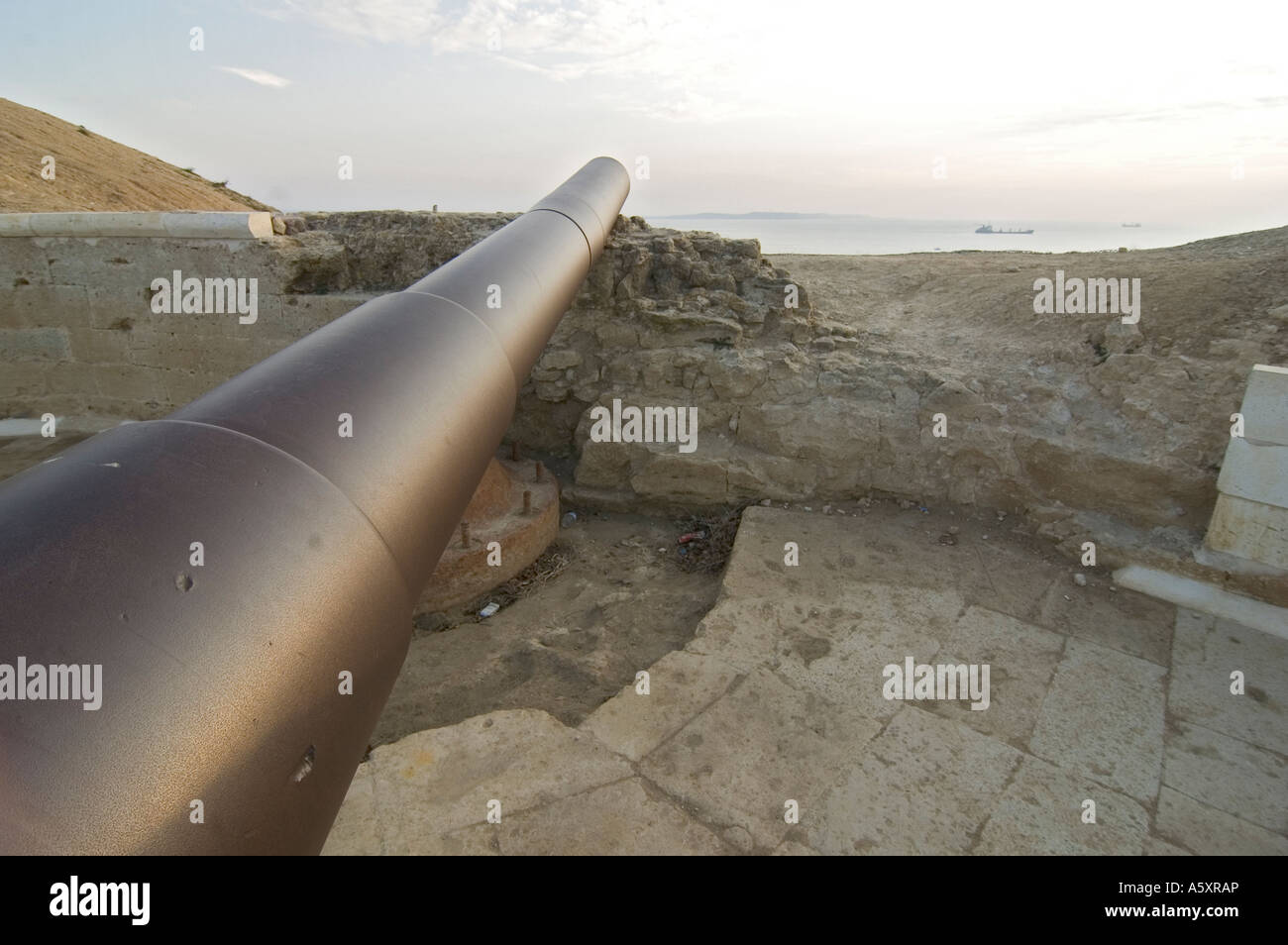 Large gun cannon on display from a fortified position where Ottoman ...