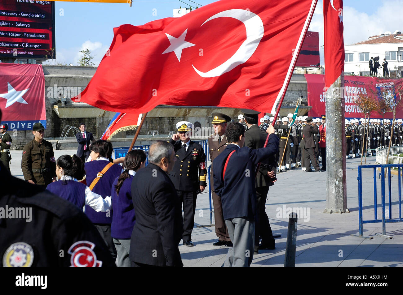 Demonstration with a Turkish national flag during the celebrations for ...