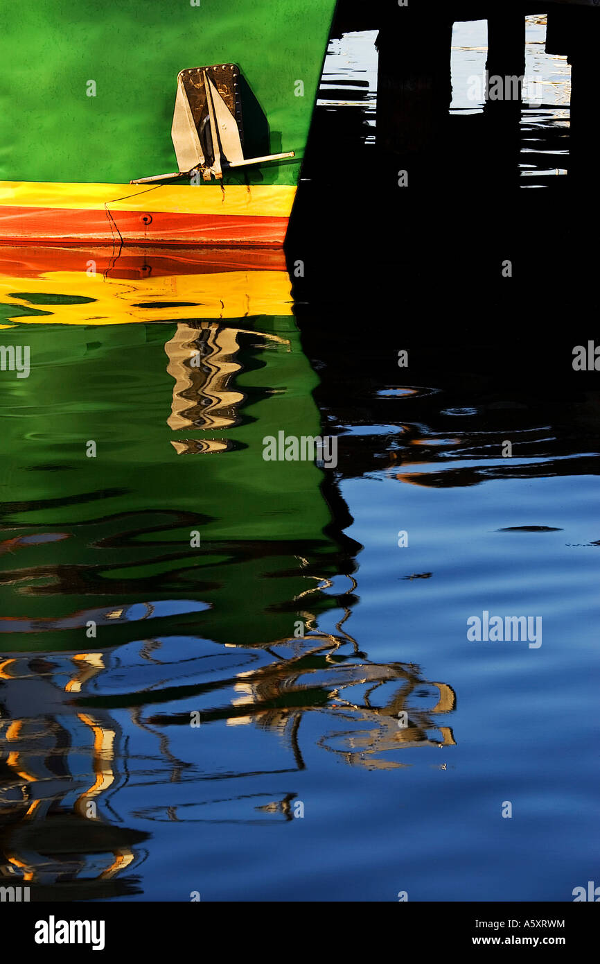 reflection of a boat and anchor in the water Stock Photo - Alamy