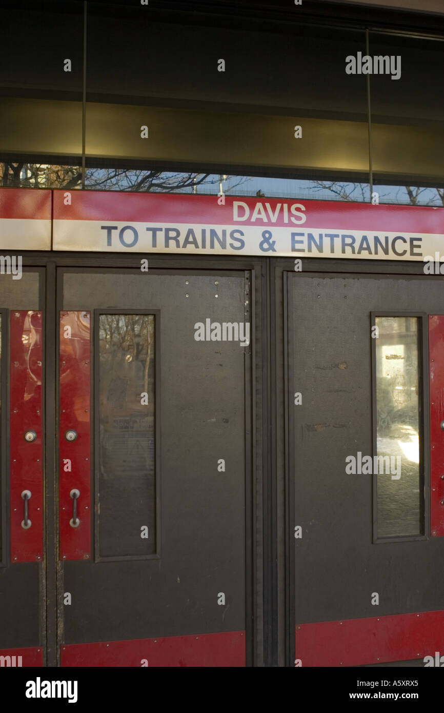 Entrance to Davis Square subway station Somerville, Massachusetts Stock ...