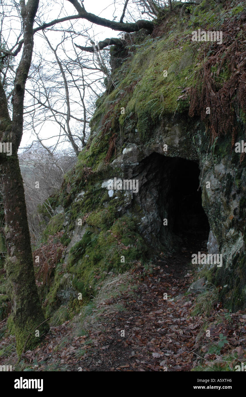 Entrance to cave on woodland walk Stock Photo - Alamy