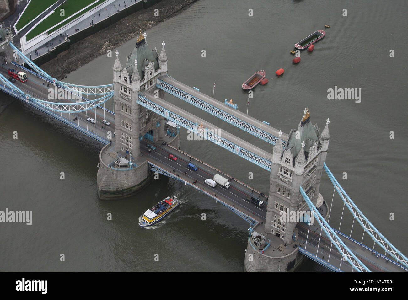 Tower Bridge with boat Stock Photo - Alamy