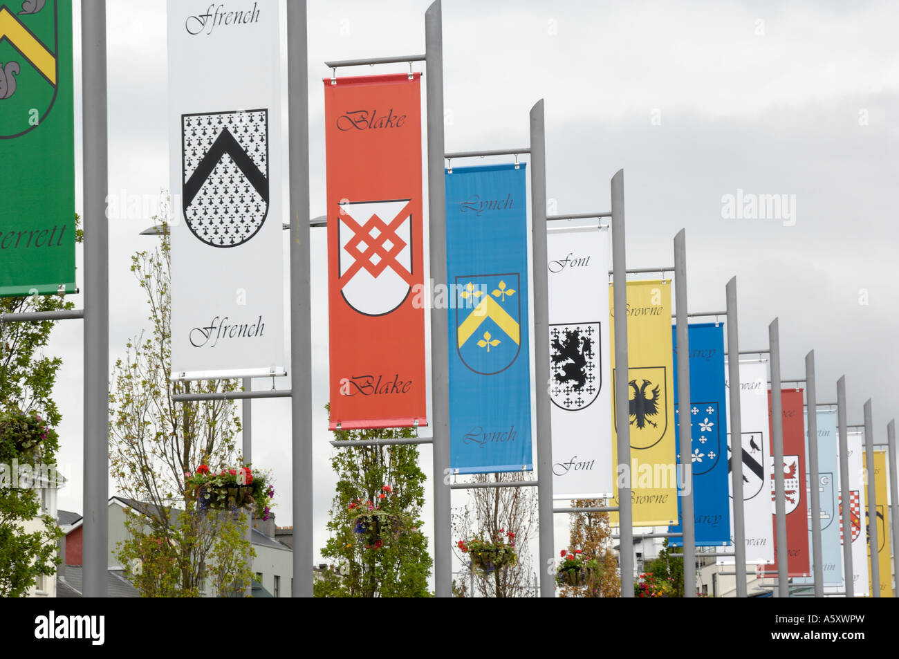Pennants in Eyre Square representing the Tribes (Families) of Galway ...