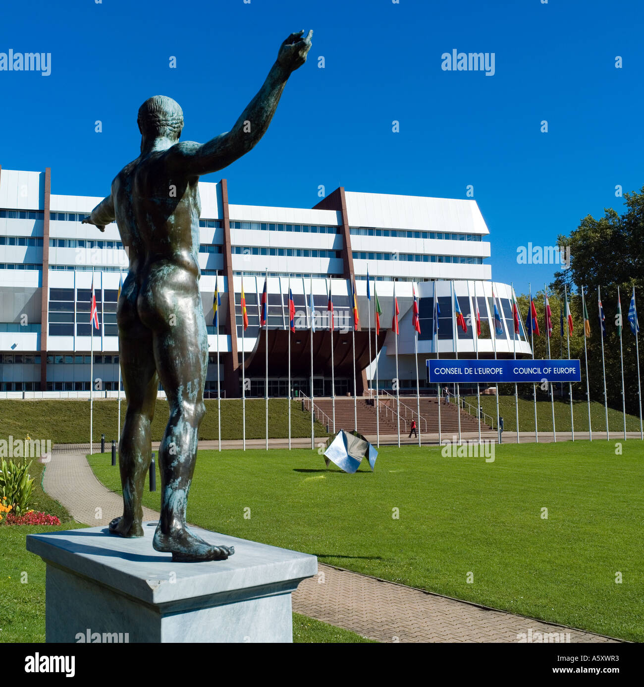 Greek statue of Poseidon - Neptune and Council of Europe building ...