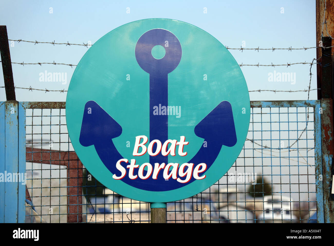 Boat storage sign featuringan anchor outside a boat yard, Essex ...