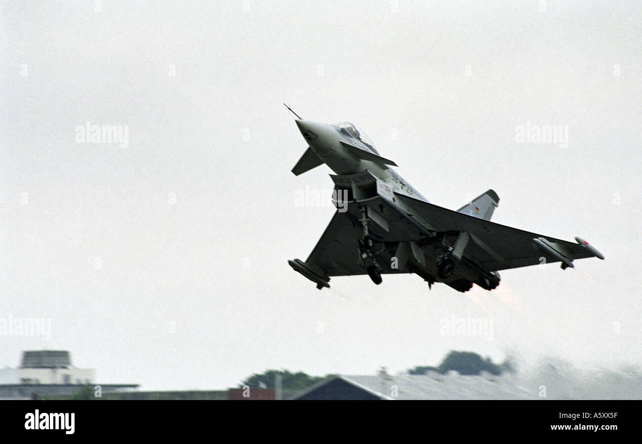 Eurofighter jet taking off at 2000 Farnborough Air Show, Hampshire ...