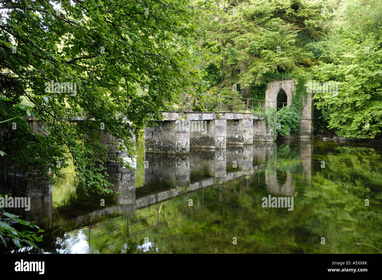 Footbridge over the river, Cong Abbey, County Mayo, Ireland Stock Photo ...