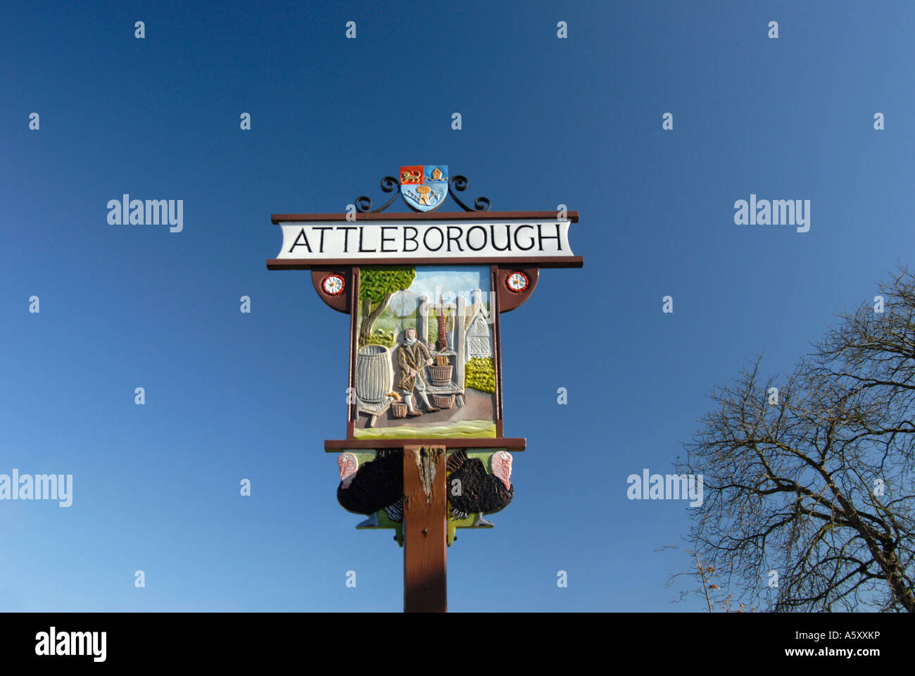 Attleborough town sign Norfolk UK Stock Photo - Alamy