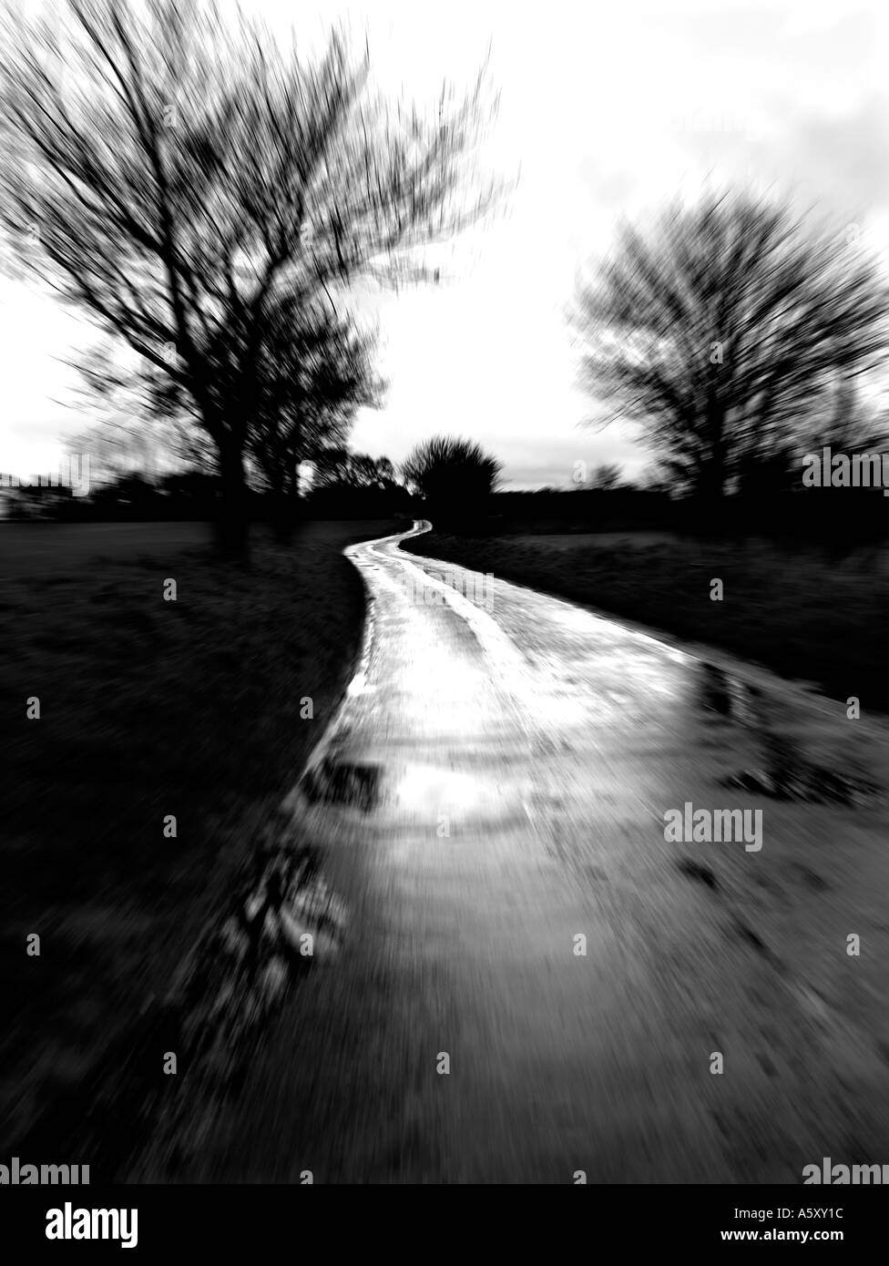 Wet road Black and White Stock Photos & Images - Alamy