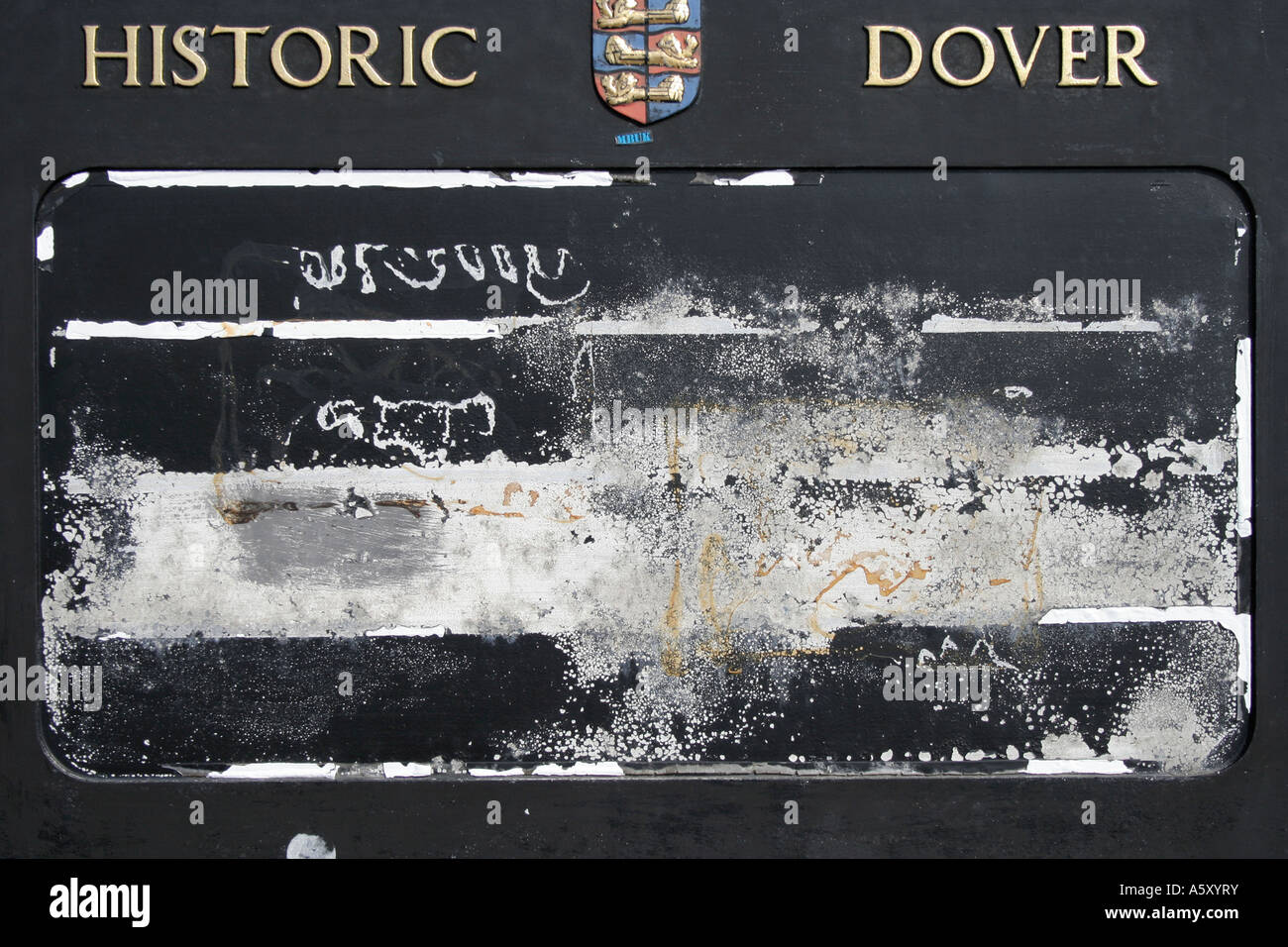 damaged sign indicating the historic town of Dover, UK Stock Photo - Alamy