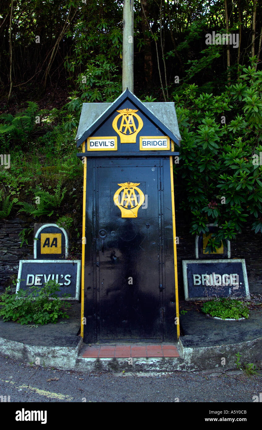 Vintage AA Box at Devils Bridge near Aberystwyth Ceredigion West Wales ...