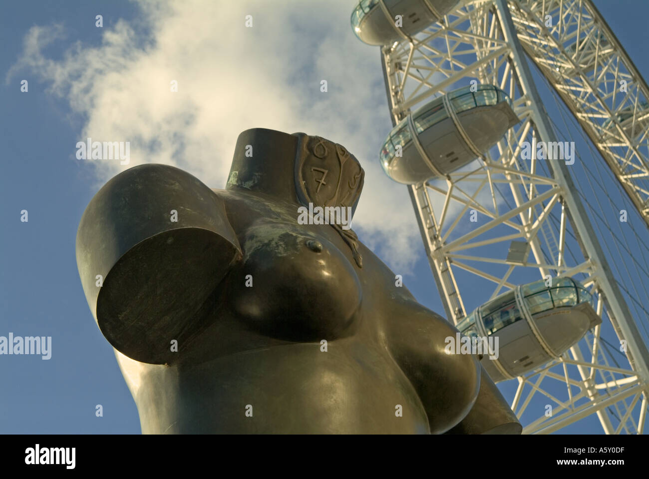 Statue and the London Eye London England UK Stock Photo - Alamy