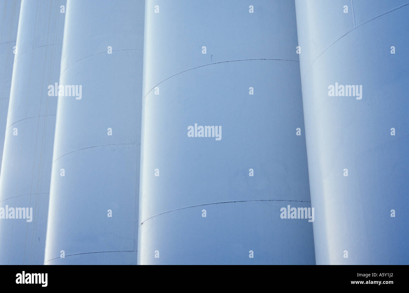 Detail of the exteriors of large industrial white painted chemical or ...