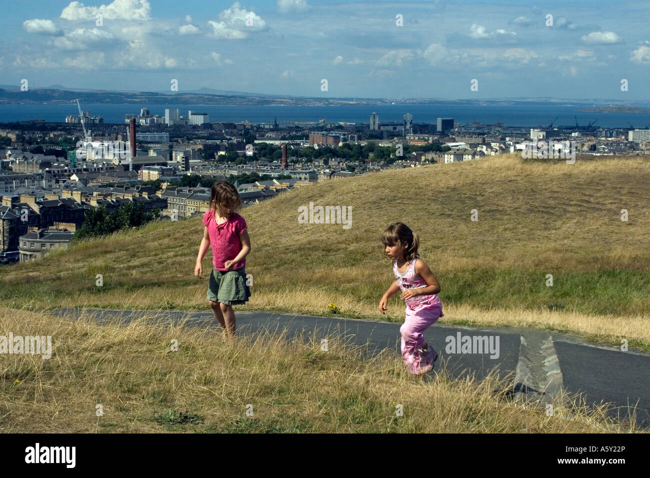 Girls on the hill, Edinburgh Stock Photo - Alamy