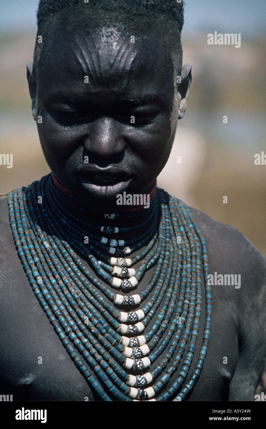 Dinka Wedding Necklace Sudan Venetian glass beads represent the wealth ...