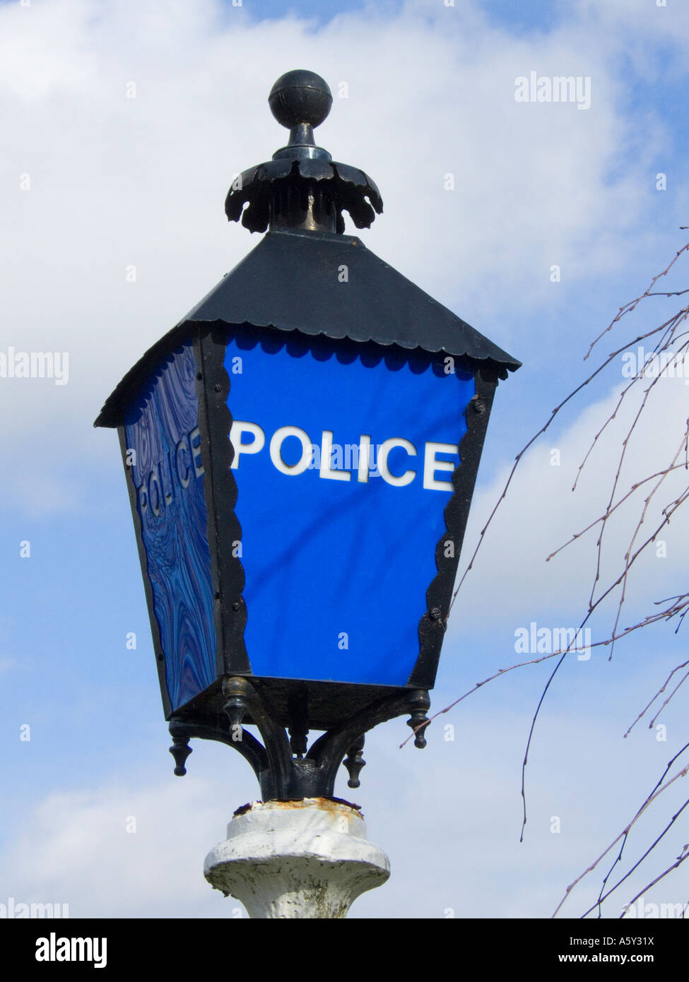Traditional Blue Police Lantern Sign Outside Police Station UK Stock ...