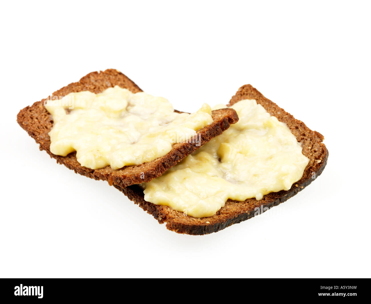Rye Toast with Mashed Banana Stock Photo - Alamy