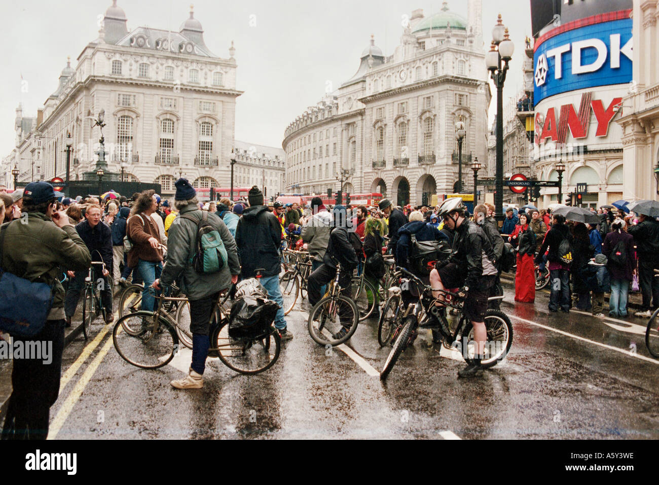 Cycle protest in Picadilly Circus Stock Photo - Alamy