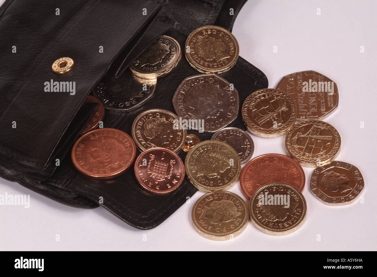 coins in purse or wallet pocket compartment Stock Photo - Alamy