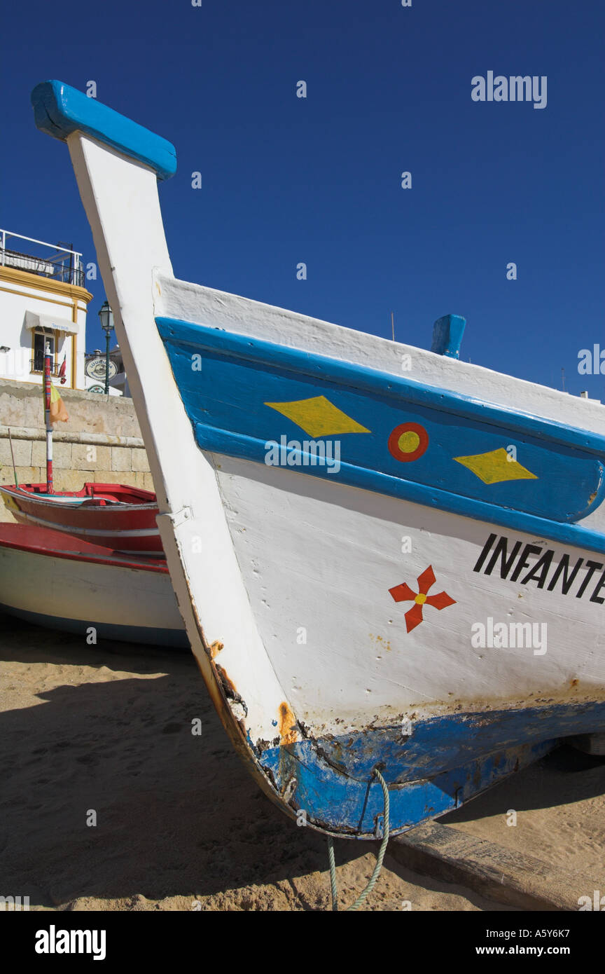 Traditional design of wooden portuguese fishing boat on Fishermans ...