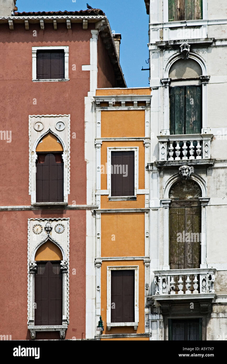 Three different styles of windows in venetian buildings 2005 Stock ...