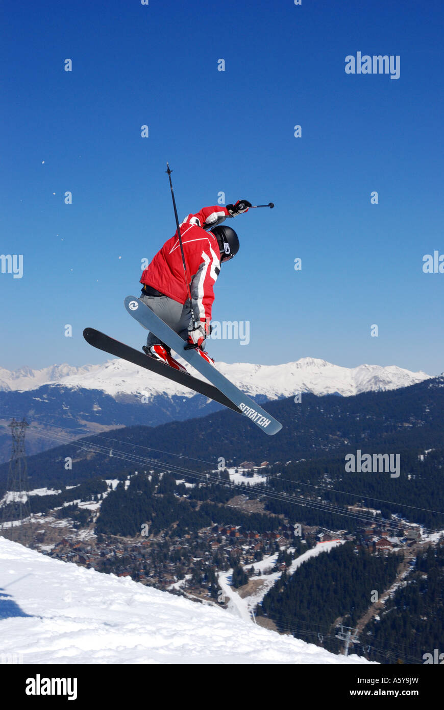 Skier performing aerial tricks Stock Photo - Alamy