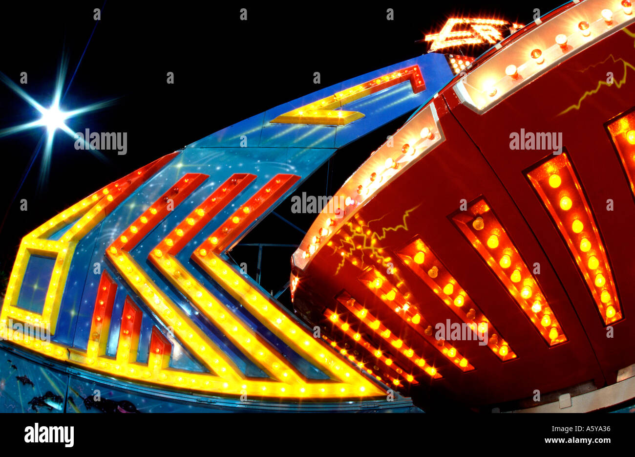 Amusement ride night colorful lights hi-res stock photography and ...