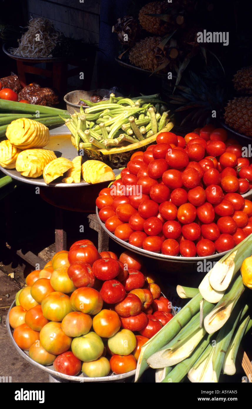 Fruit and vegetable display at a Saigon market in Vietnam Stock Photo ...